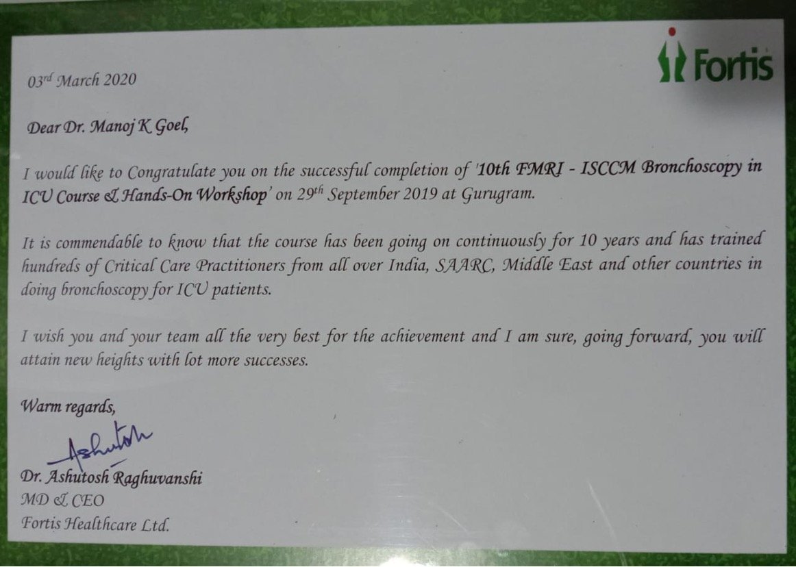 Fortisan | Dr. Manoj Kumar Goel Facility